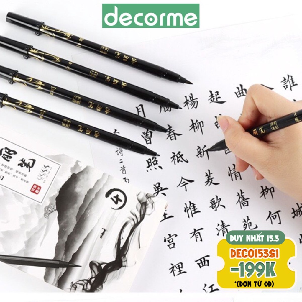 Bút brush pen viết calligraphy lettering thư pháp có thể đổ thêm mực HC ...