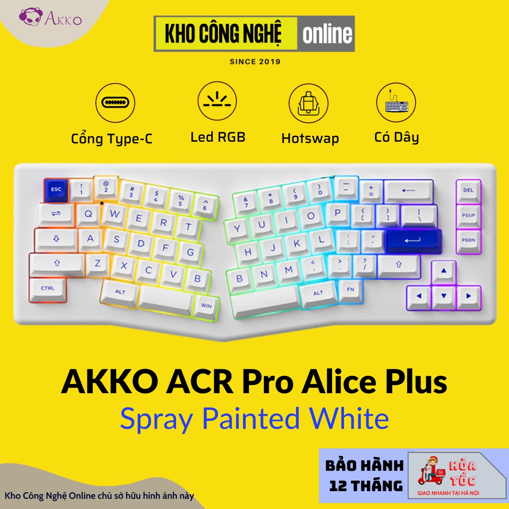 Bàn phím AKKO ACR Pro Alice Plus (Spray Painted White / RGB / Hotswap ...
