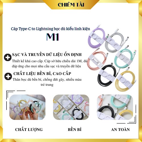 Cáp Type-C to Lightning bọc dù m1( Màu ngẫu nhiên) | Shopee Việt Nam