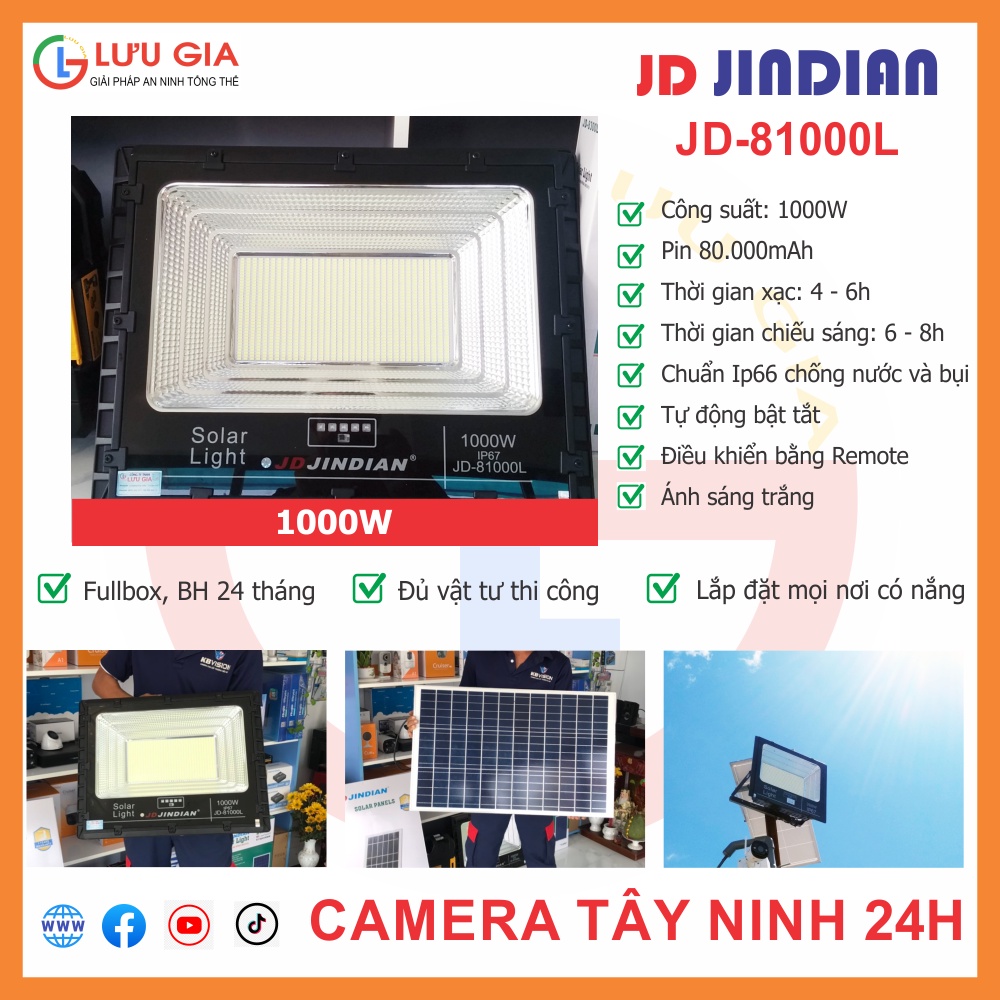 Đèn Năng Lượng Mặt Trời Jindian JD-81000L 1000W CAMERATAYNINH24H | Shopee Việt Nam