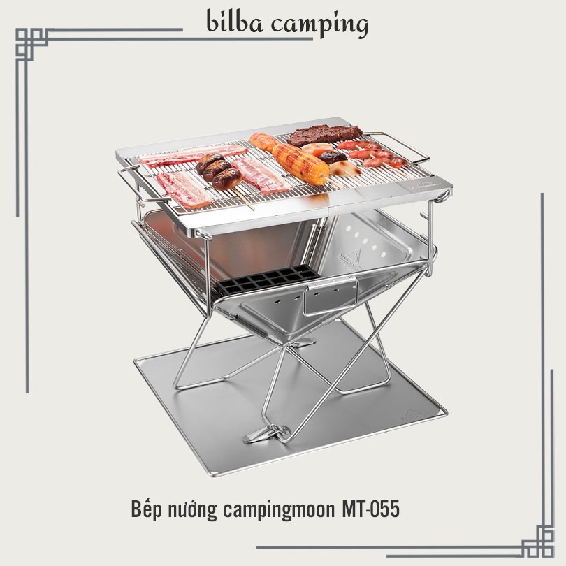 Bếp nướng than hoa inox 304 Campingmoon MT-045, bếp nướng BBQ dùng đi dã ngoại cắm trại ngoài ...