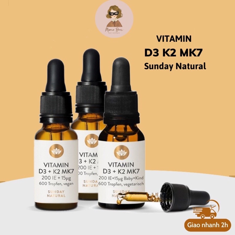 Vitamin D3 K2 Mk7 Sunday Natural Đức, vitamin cho bé 20ml | Shopee Việt Nam