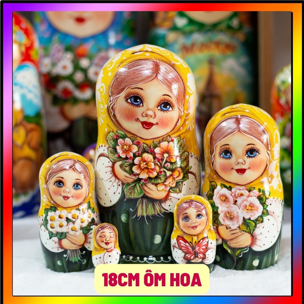 BỘ BÚP BÊ NGA MATRYOSHKA 5 LỚP 18CM "MISA ÔM HOA VÀNG" CỰC ĐẸP VÀ DỄ THƯƠNG HÀNG NGA CHÍNH HÃNG ...