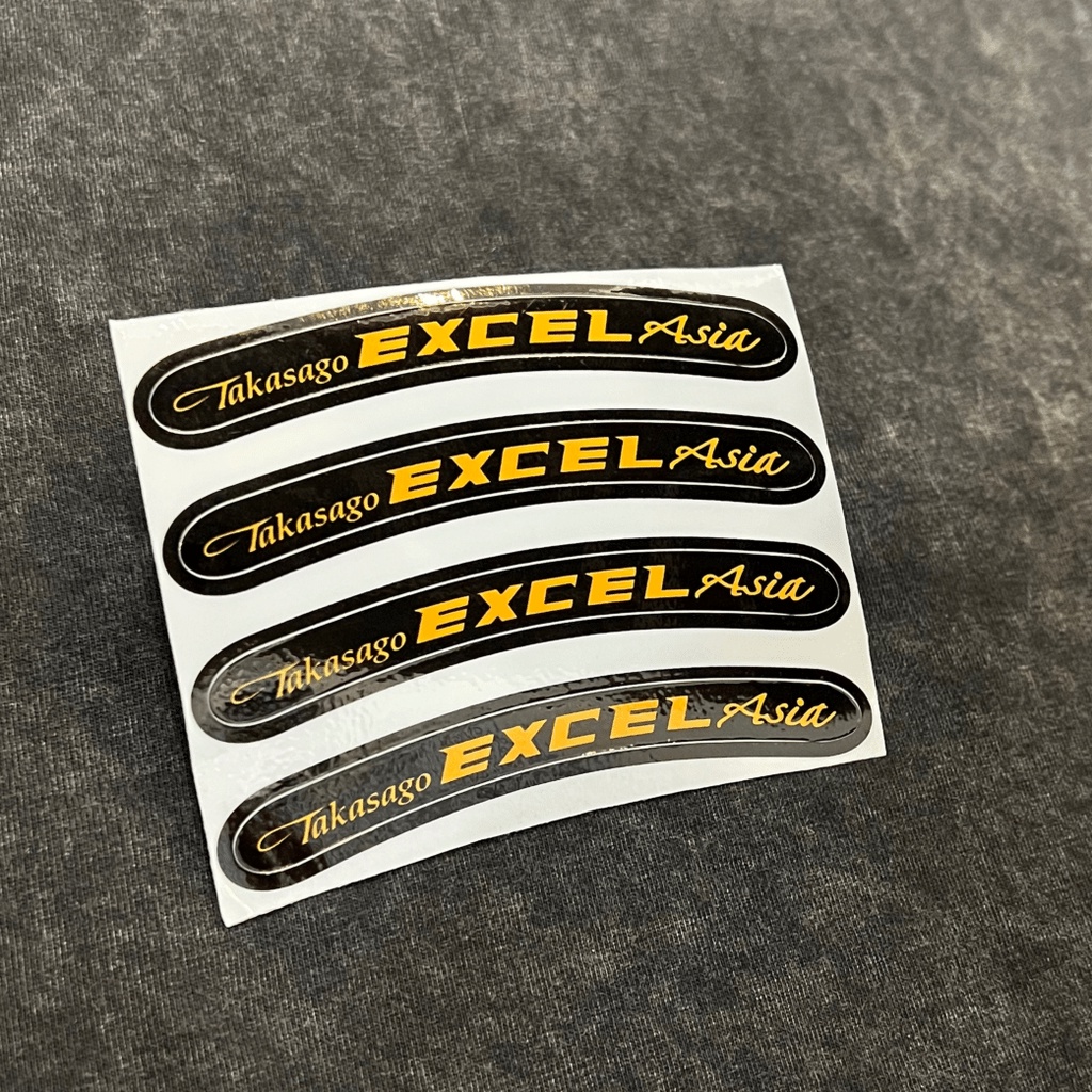 Tem excel ASIA,Rim dán vành niềng màu đen chữ TRẮNG bộ 4 tem có tem ...