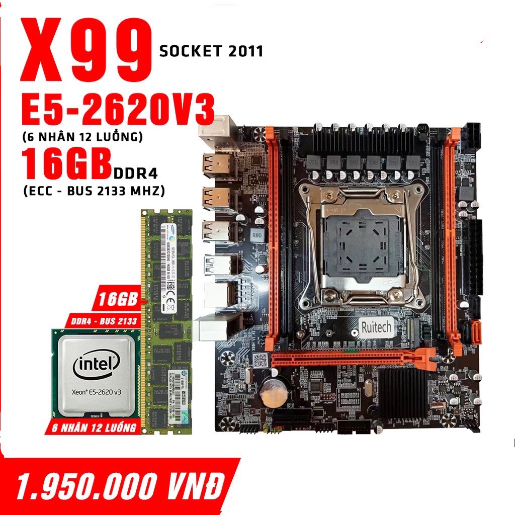COMBO MAIN X99 + CPU Xeon E5 2620 V3 + 16GB (DDR4 ) - New Box BH1T ...