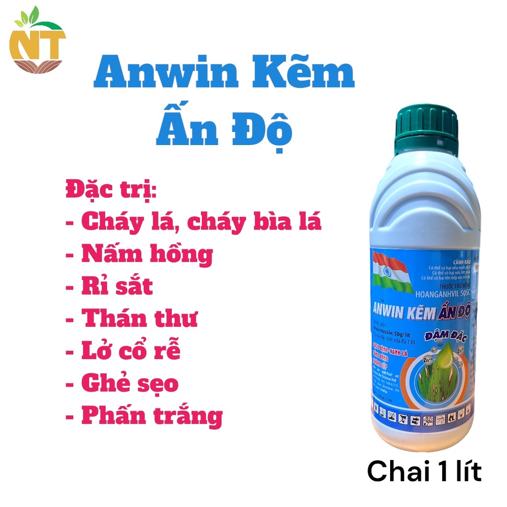 Anwin Kẽm Ấn Độ 50sc phòng trừ nấm hại cây trồng, chai 1 lít | Shopee ...