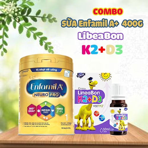 Combo sữa bột Enfamil A+ số 1 400g và vitamin K2D3 LineBon bổ sung ...