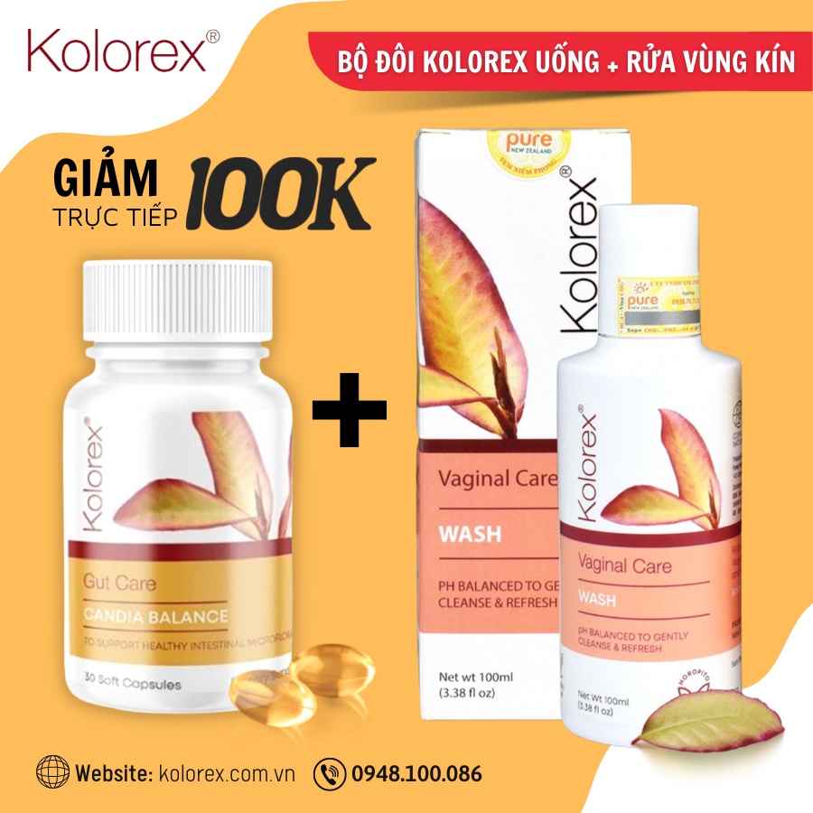 [Giảm 100K + Giao Hỏa tốc] Bộ Đôi Kolorex (Uống + Rửa) - Vaginal Care ...