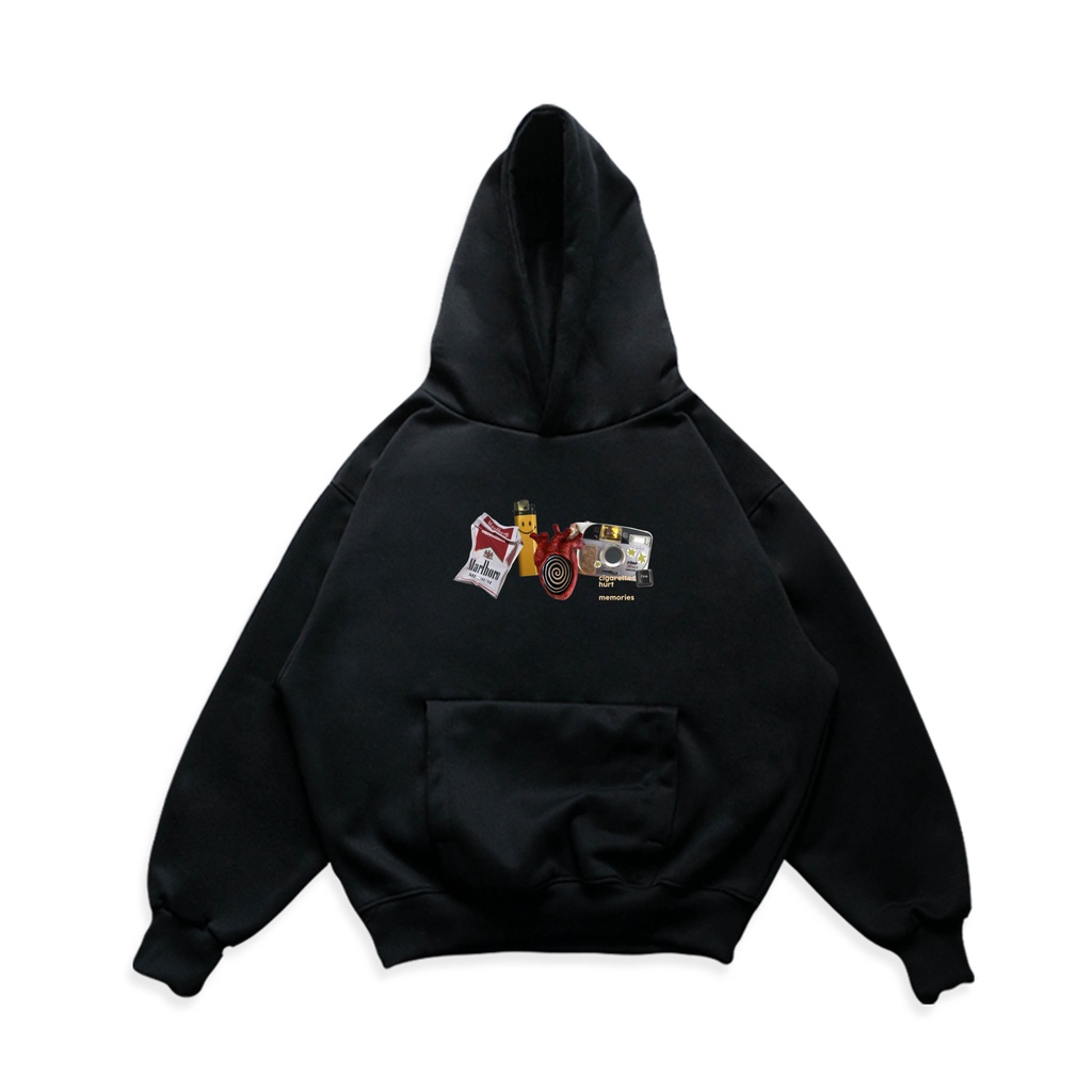 ÁO HODDIE BASIC UNISEX "MEMORIES" MÀU ĐEN FORM BOXY | ALEKSTUDIO ...