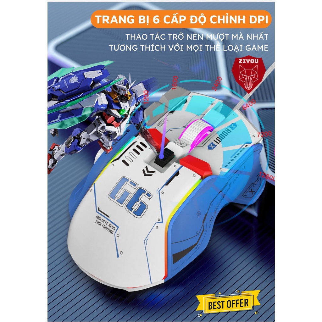 Chuột Cơ Máy Tính Gaming Ziyou G6 Pro 2025 Led RGB 13 Cao Cấp Chế Độ ...