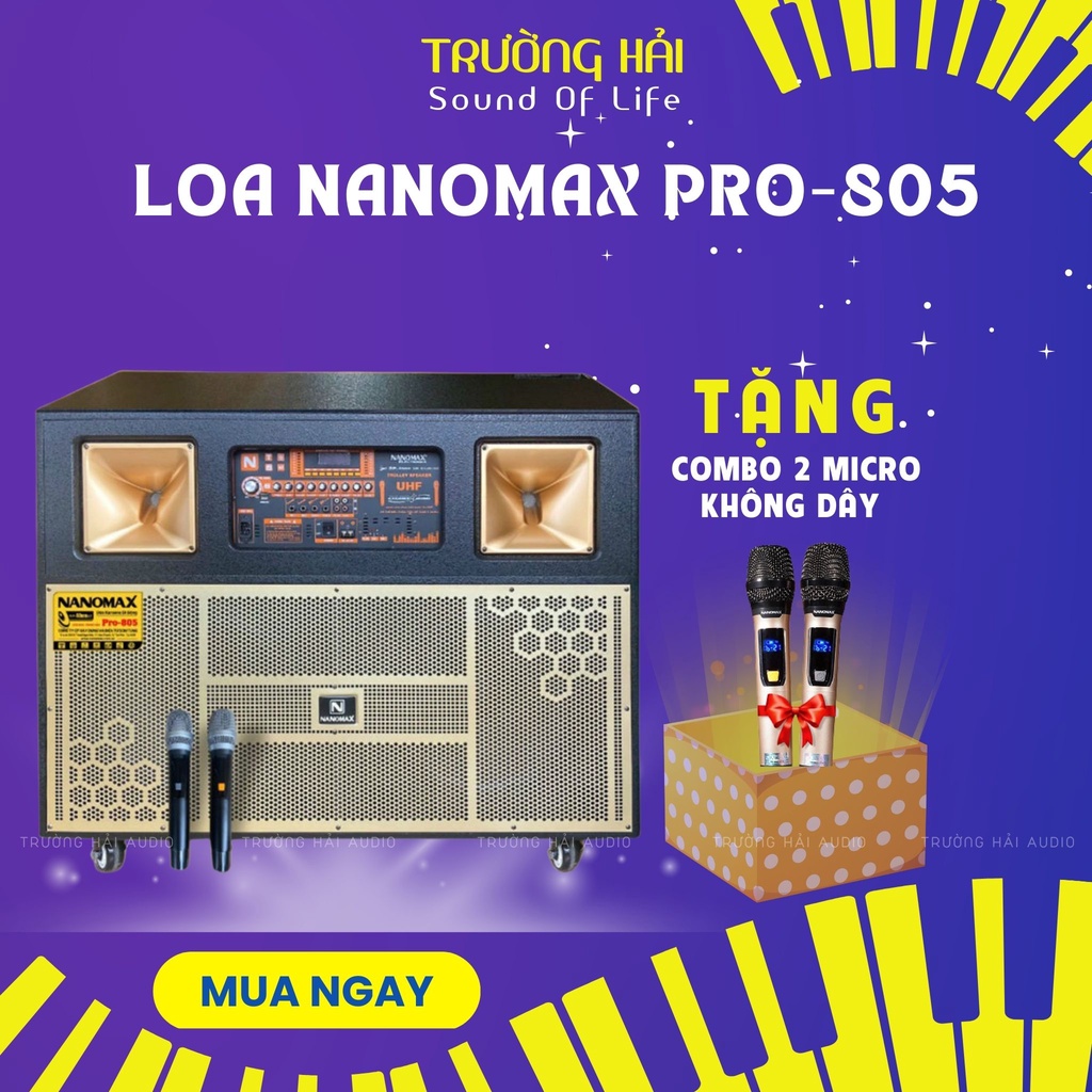 Loa kéo Nanomax PRO-805, loa karaoke di động bluetooth Bass 40 công suất 1000W (TẶNG 2 MIC không ...