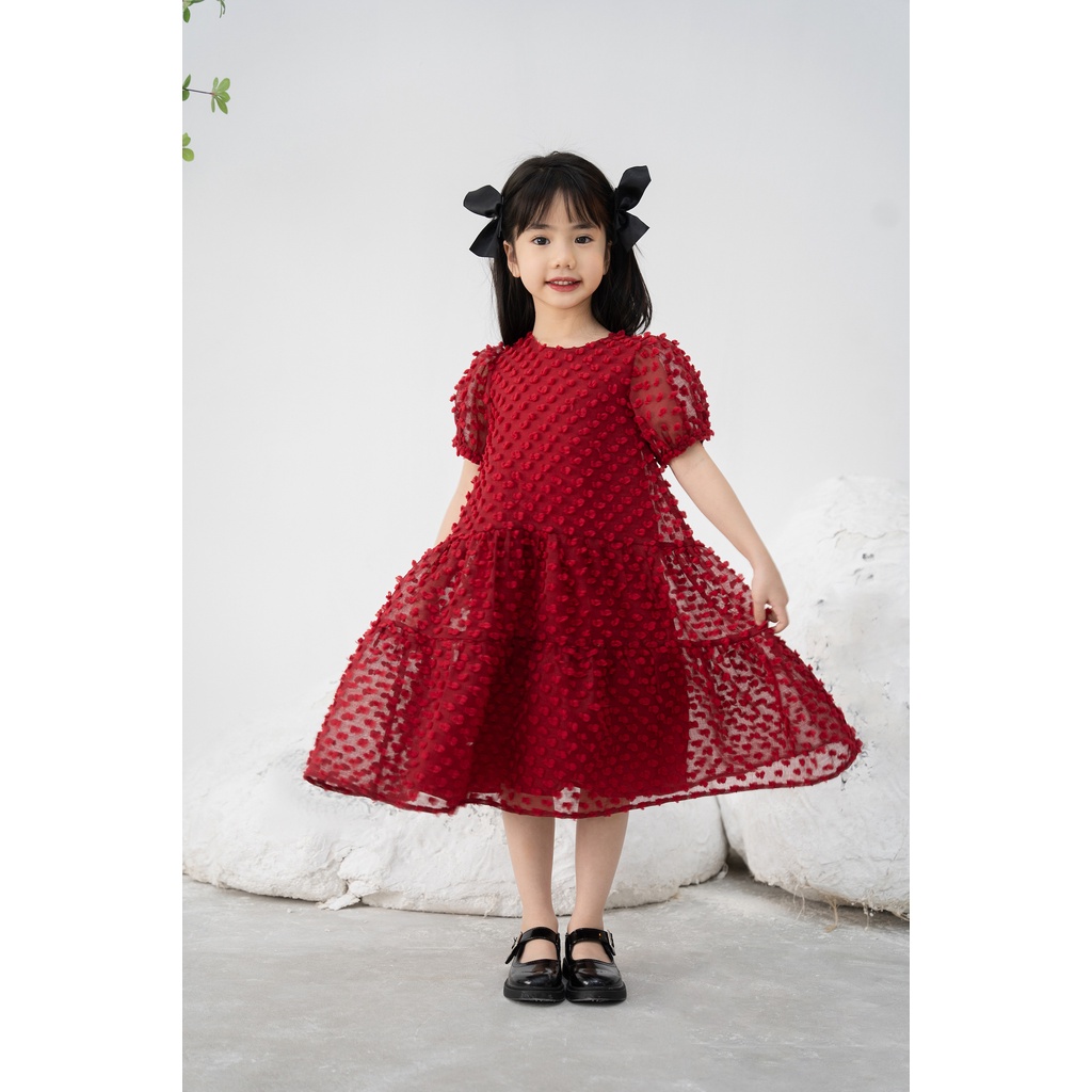 Đầm bé gái LEAH dự tiệc babydoll công chúa xoè 3 tầng dệt 3D - Rose ...