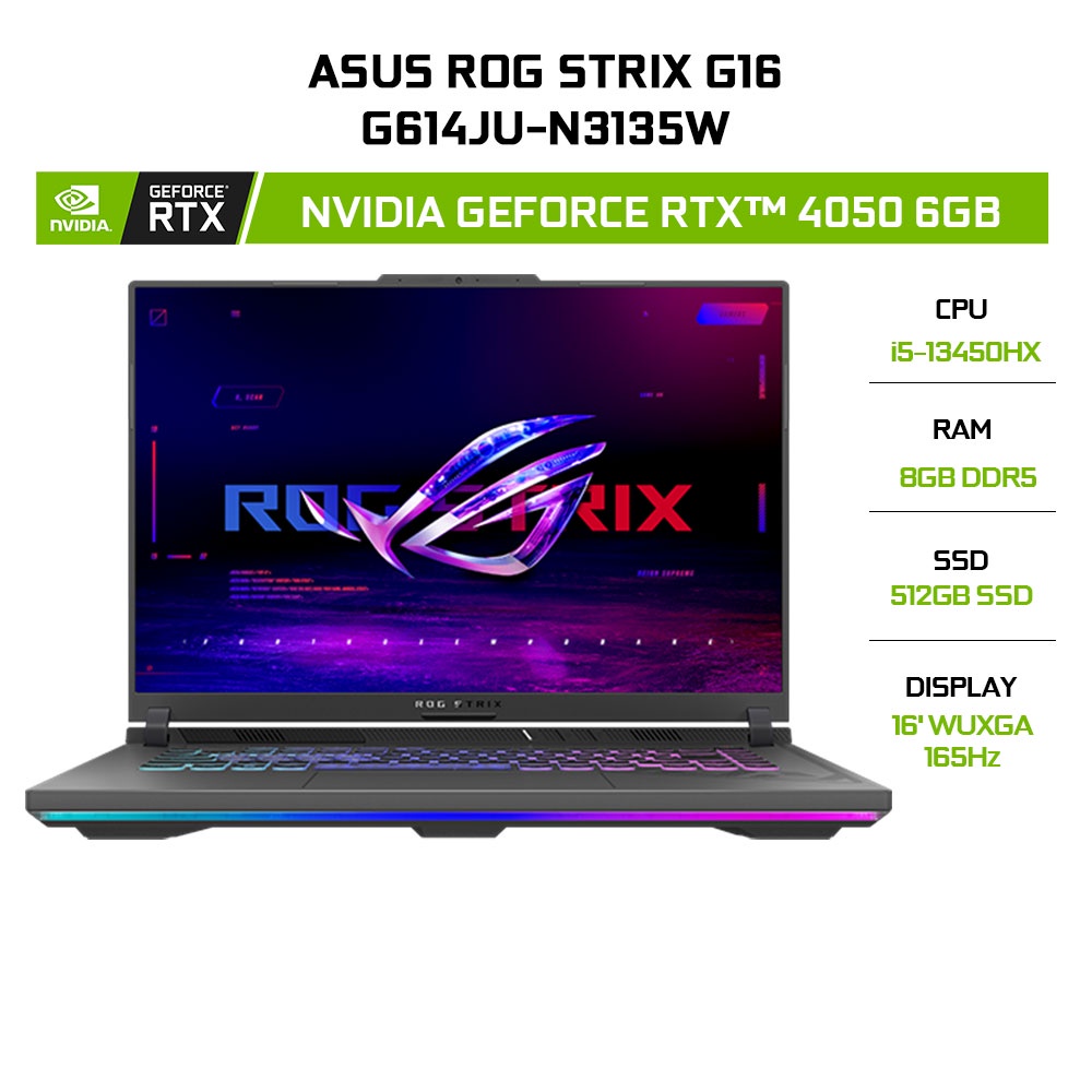 Laptop ASUS ROG Strix G16 G614JU-N3135W i5-13450HX 8G 512G RTX 4050 6G 16' | Shopee Việt Nam