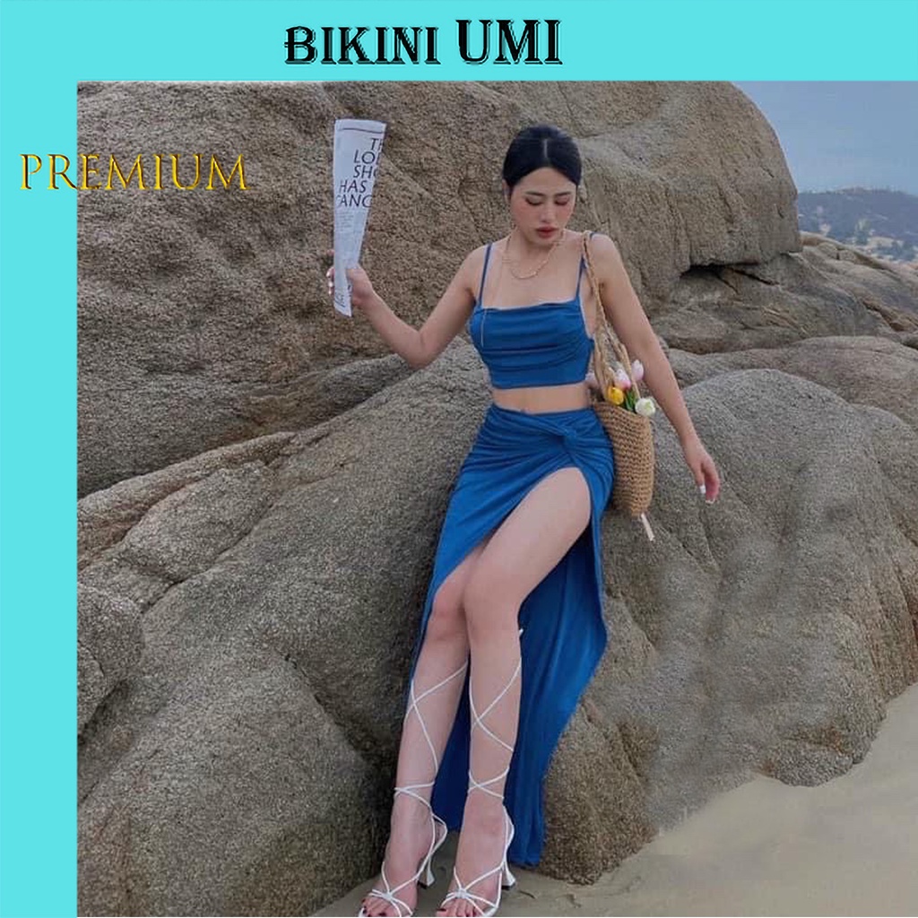 BIKINI SÉT 3 MÓN ÁO NHÚNG QUẦN ĐÙI KÈM VÁY BIKINISTORE | Shopee Việt Nam