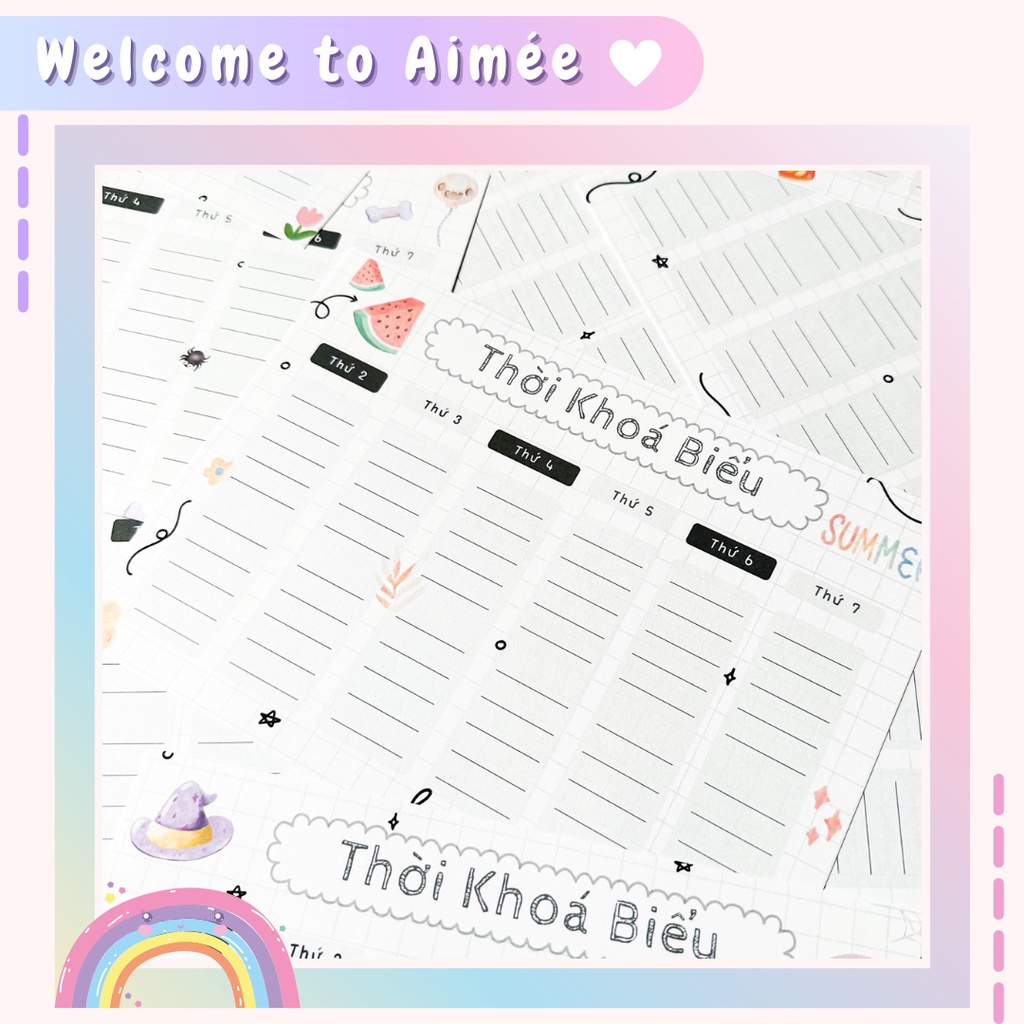 Set 3 thời khóa biểu basic xinh xắn | Aimee | Shopee Việt Nam