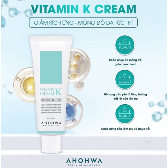 [ HÀNG CÔNG TY] AHOWA Vitamin K Cream: Kem giảm mỏng đỏ, giãn mao mạch ...