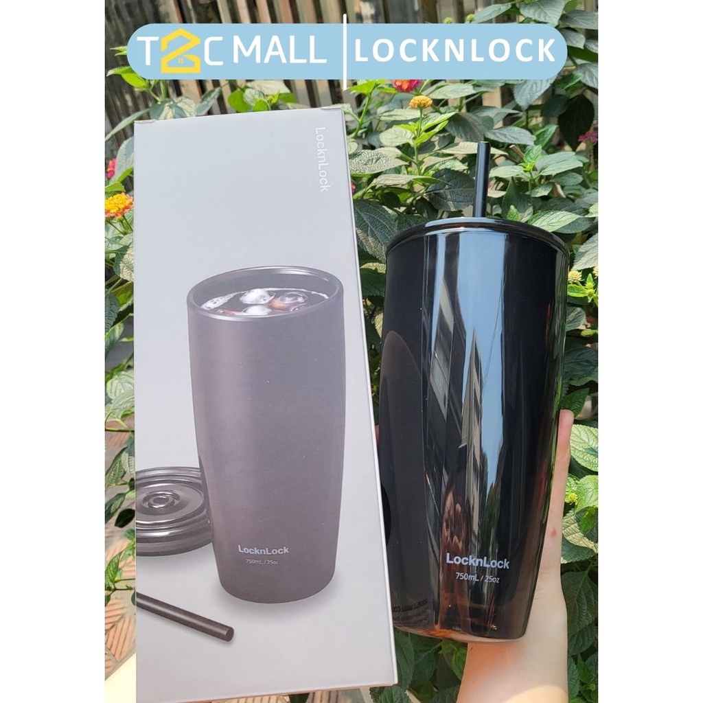 Ly Nhựa 2 Lớp LocknLock 750ml, Cốc Uống Nước Cute Có Nắp Kèm Ống Hút và ...