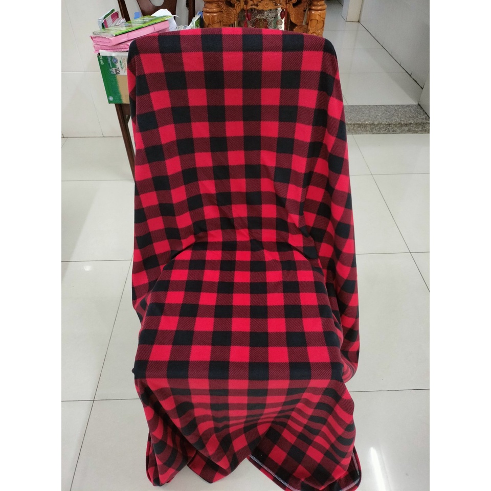 Chăn Mền nỉ Thái Lan cao cấp Halido 1m6 x 2m - Caro đen đỏ - Mền ngủ ...