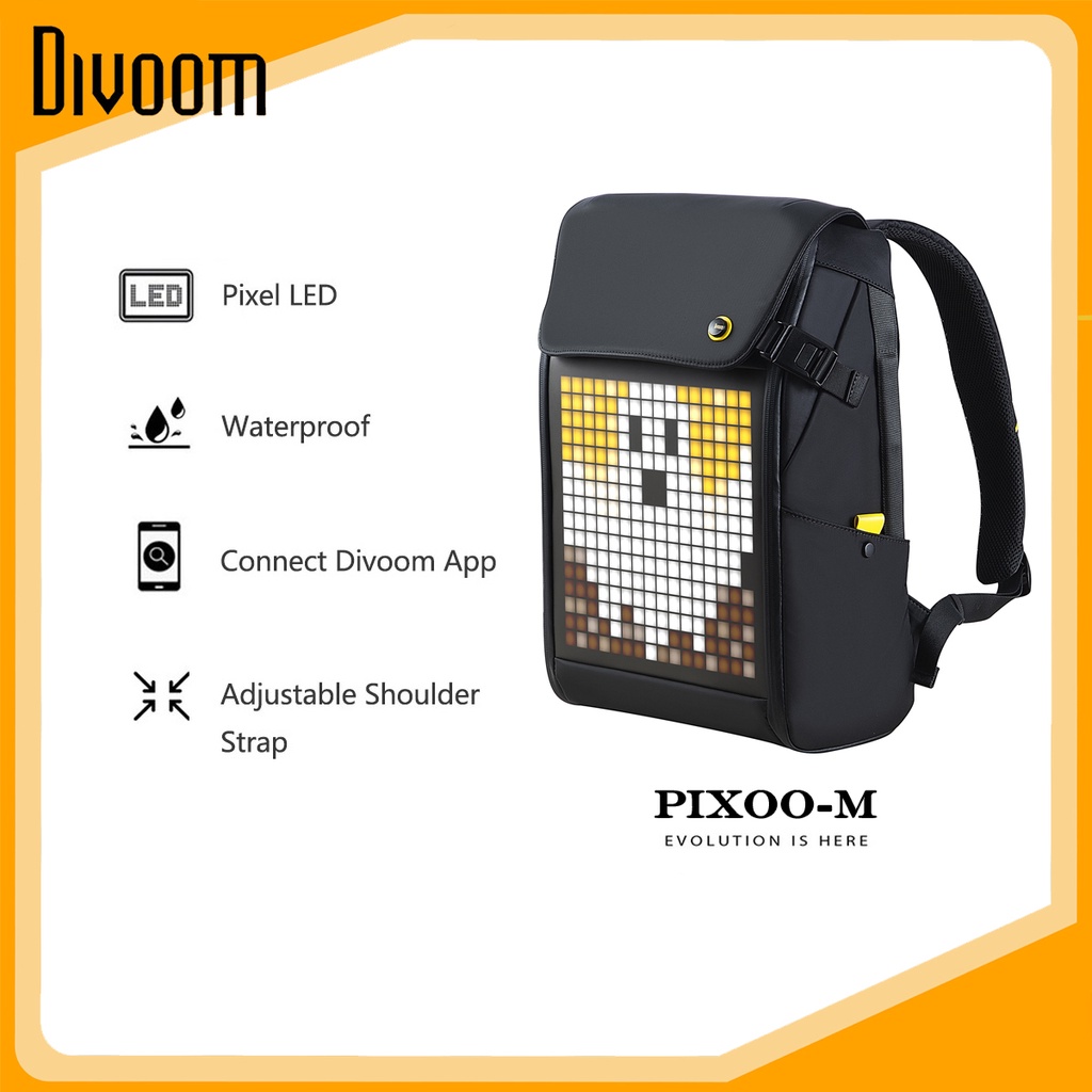 Divoom balo Pixoo Backpack-M, có hiển thị màn hình LED, ngăn chứa Laptop 15inch túi balo nam cặp ...