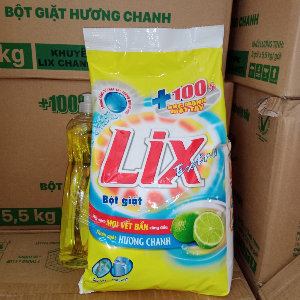 Bột giặt LIX Extra Hương Chanh 5.5Kg Kèm Nước Rửa Chén - Tẩy Sạch Vết Bẩn Cực Mạnh - Lixco Việt ...