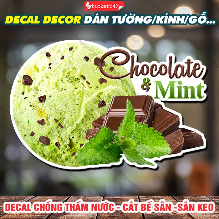 Sticker Trang Trí Tiệm Kem Mint 🌈𝑭𝒓𝒆𝒆𝒔𝒉𝒊𝒑 Decal Hình Dán Ice Cream Các ...