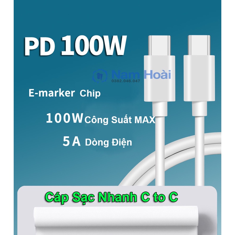 Cáp sạc nhanh 30W 60W 100W Type-C PD2.0 Cable Type-C to Type-C, sạc ...