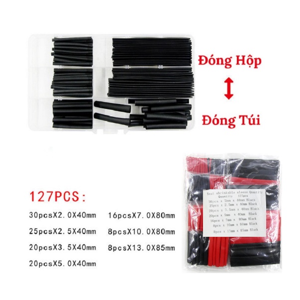 [COMBO] Ống co nhiệt, ống gen co nhiệt cắt sẵn, Mối Hàn 127pcs; 164pcs ...
