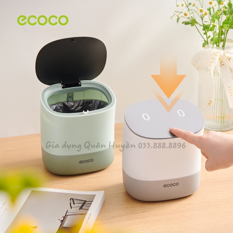 Thùng rác để bàn ECOCO 1,5L đa năng tặng kèm túi rác, Hộp đựng vỏ mini văn phòng nắp kín cao cấp ...