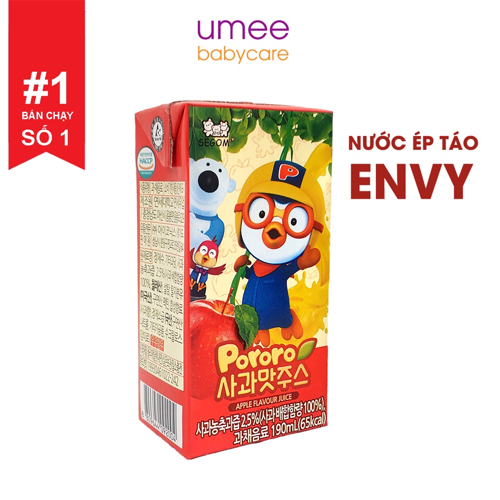 Nước trái cây Pororo Hàn Quốc vị táo/ nho/ cam , nước ép trái cây lên men, nước hoa quả cho bé ...