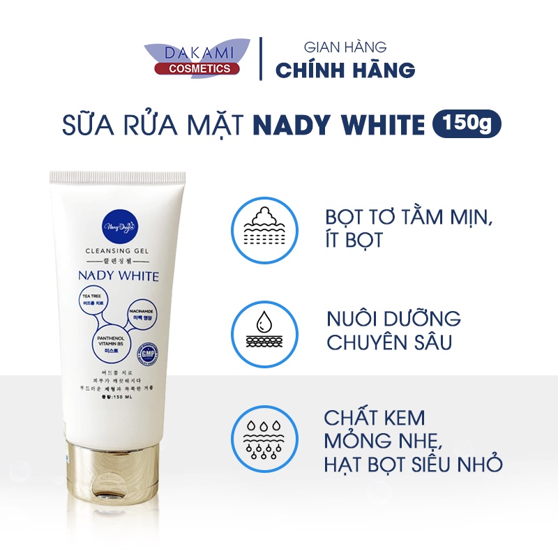 Sữa rửa mặt và nước tẩy trang Dakami Nady White kiềm dầu làm sạch da ...