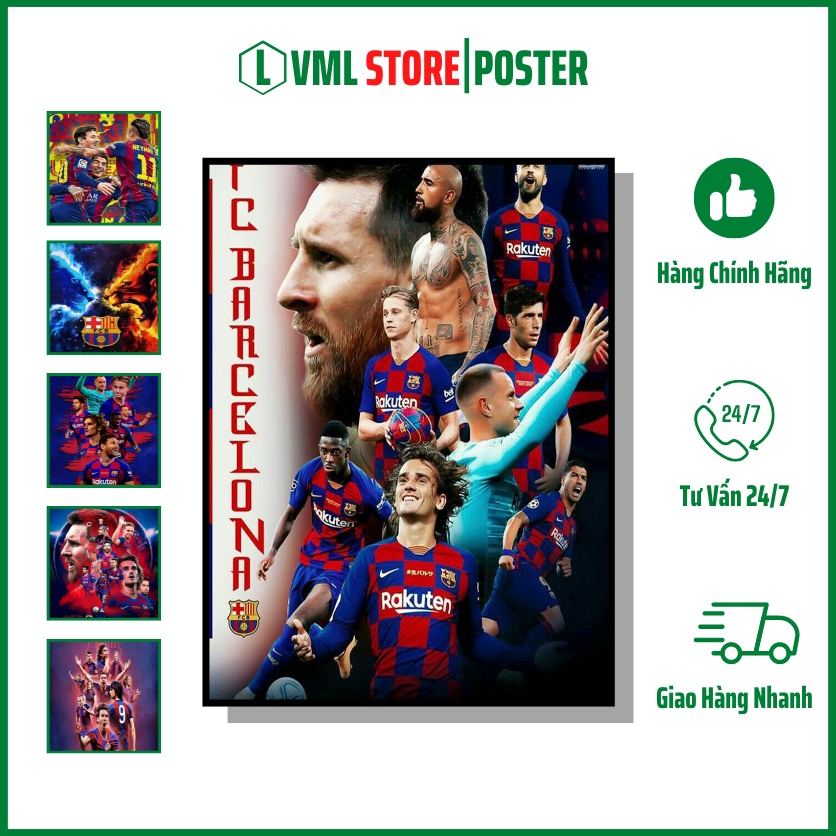 Poster Barcelona, Khung Ảnh Bóng Đá - Poster Bóng Đá Trang Trí, Để Bàn,Treo Tường VML:BN01(Gồm ...