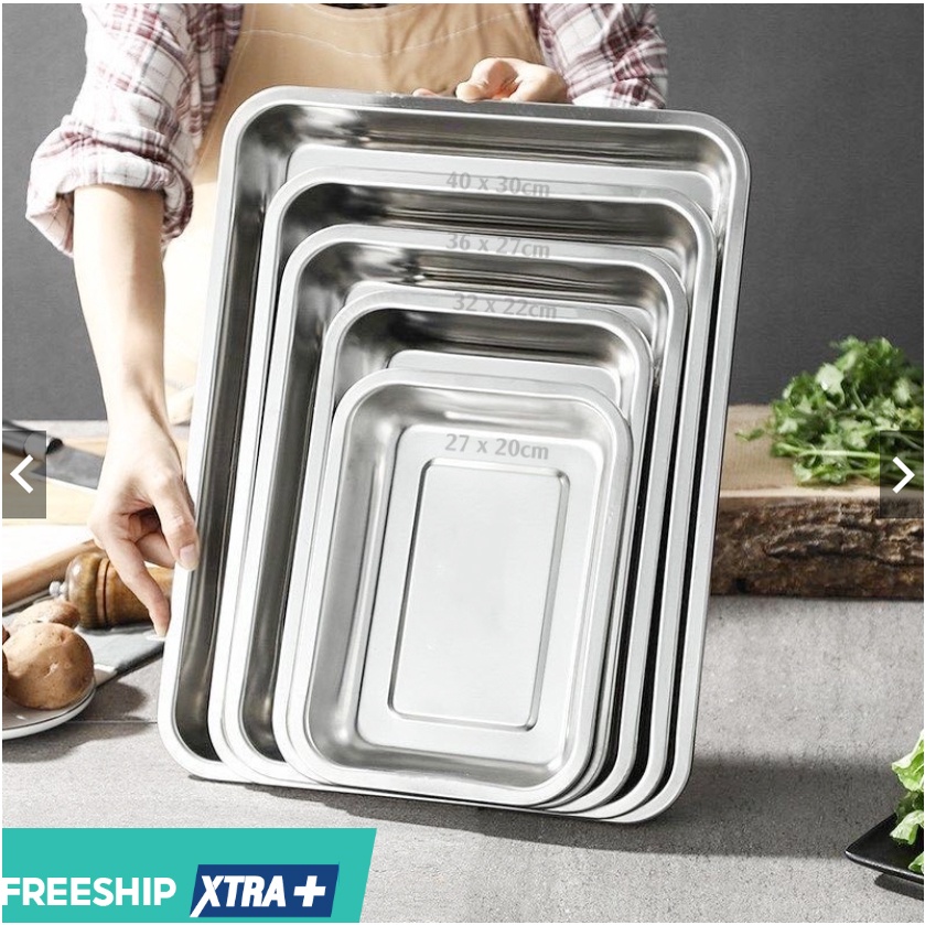 Khay inox cao cấp nhiều kích cỡ sâu 4.8cm | Shopee Việt Nam