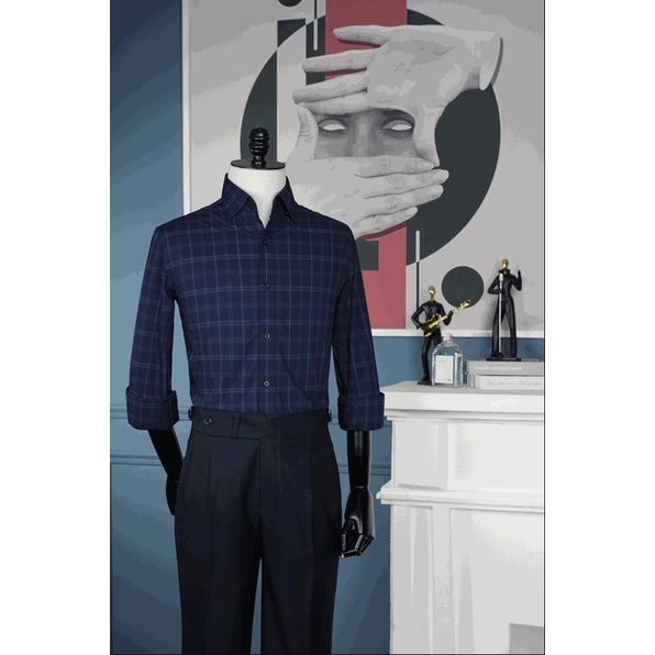 SƠ MI NAM ADAM STORE XANH KẺ SDTTK0041 | Shopee Việt Nam