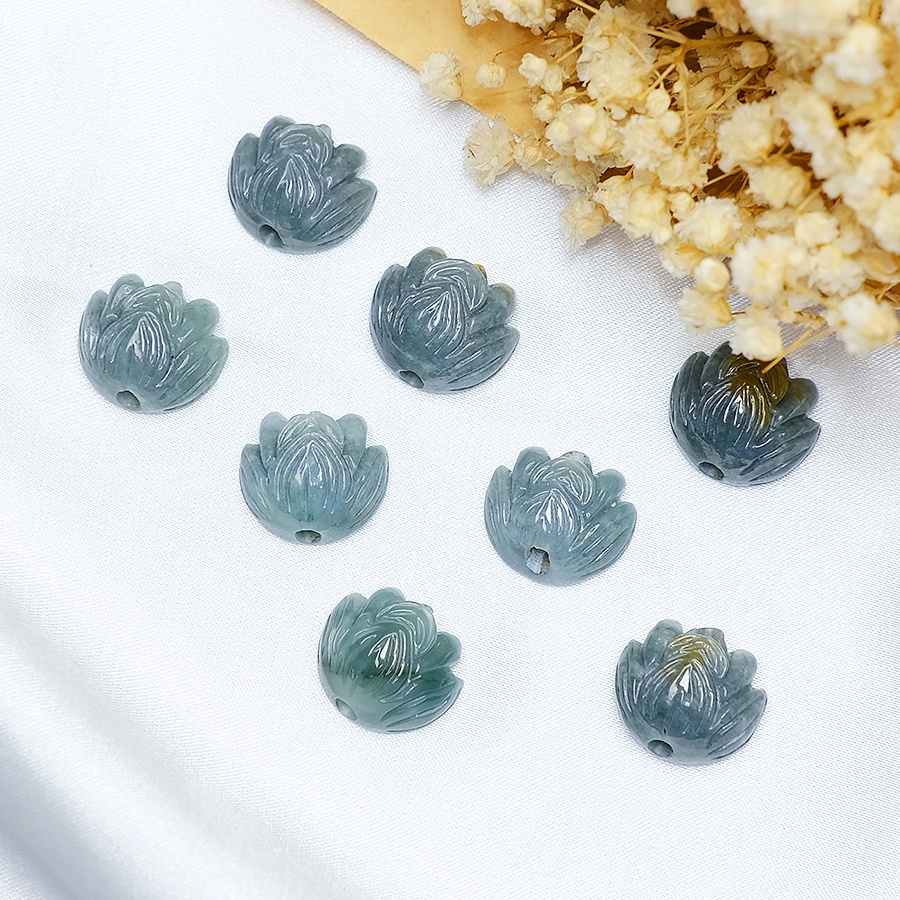 Mặt hoa sen lam ngọc xỏ vòng tay, chuỗi cổ, mặt dây UPCARA | Shopee ...