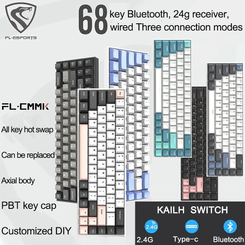 Bàn phím máy tính FL-Esports F12 RGB (White and Grey/Cool Mint/White and Black/Black Ovilian ...