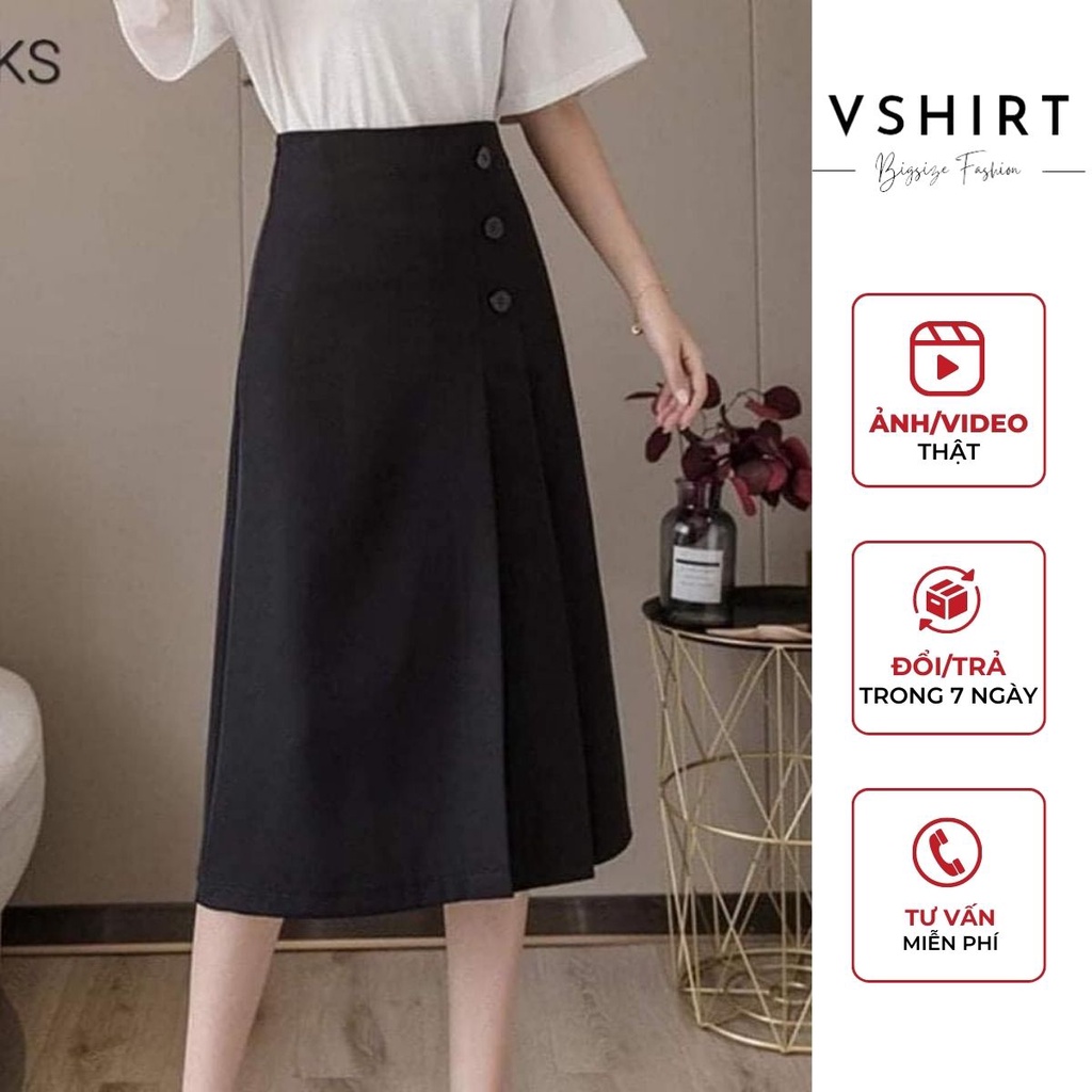 Chân váy khuy sườn xếp ly VSHIRT chất liệu cao cấp | Shopee Việt Nam