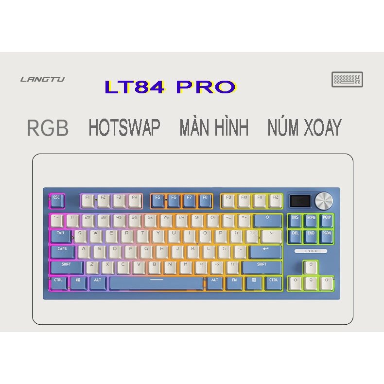 Bàn phím cơ không dây LANGTU LT84 PRO Ver 2 HOTSWAP led RGB có màn hình núm xoay | Shopee Việt Nam