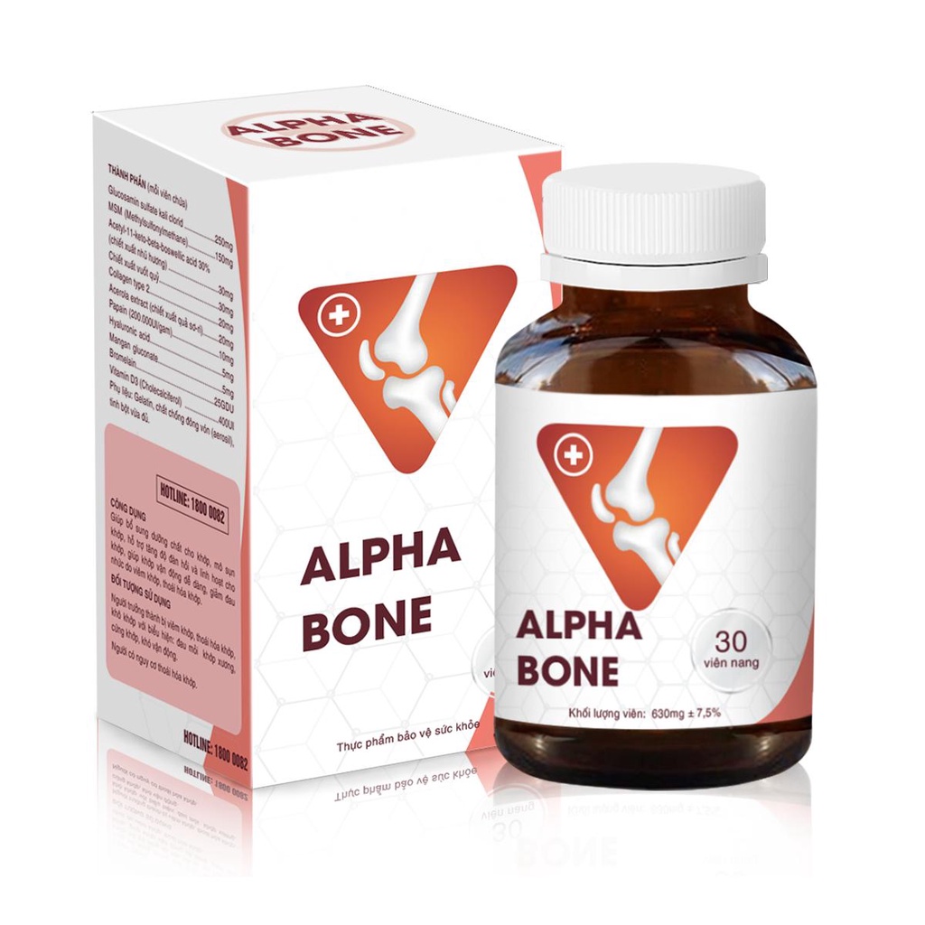 Viên Uống ALPHA BONE Hỗ Trợ Xương Khớp Glucosamine MSM , hộp 30 viên ...
