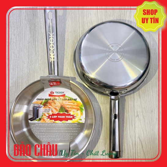 Chảo Inox 304 TICOOK 3 Đáy - Chảo đáy từ inox 304 dùng mọi loại bếp CAO ...