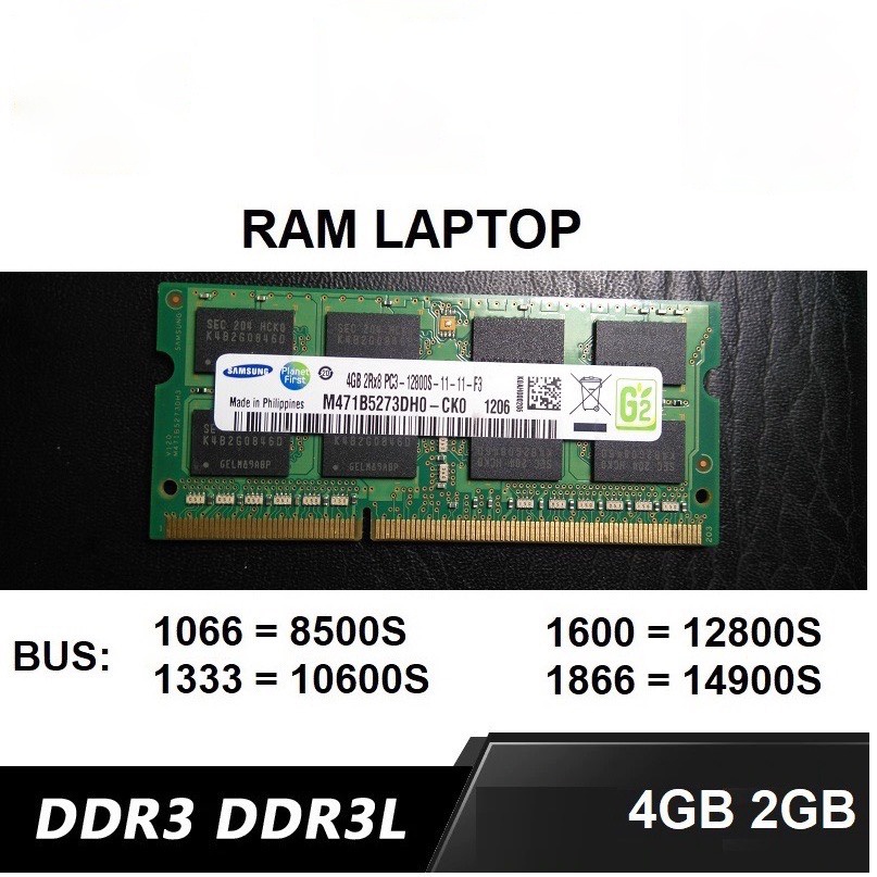 Ram Laptop 4gb DDR3L hoặc DDR3 bus 1600, 1333 và 1066 dùng cho Laptop ...