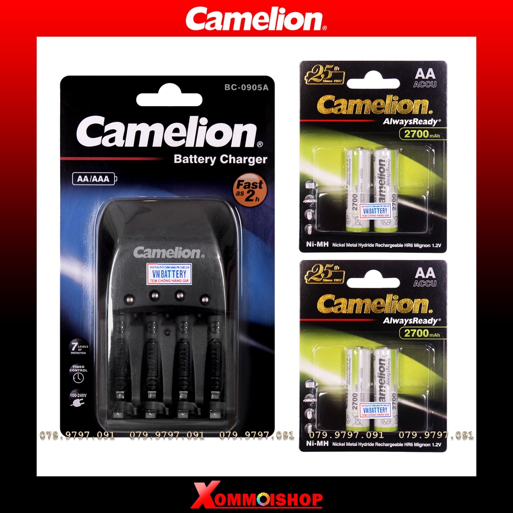 Sạc nhanh Camelion kèm 4 pin AA 2700 mah chính hãng | Shopee Việt Nam