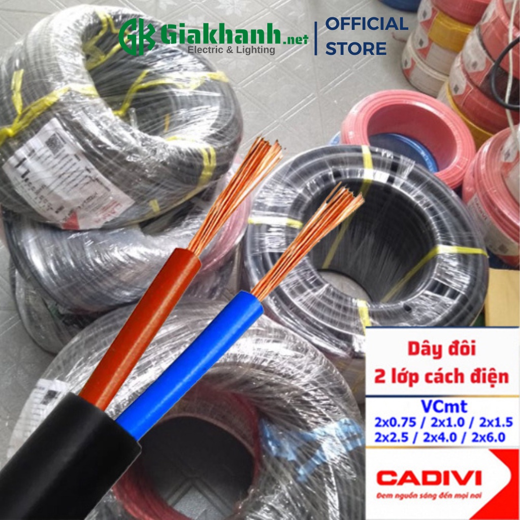 [bán theo mét] Dây Điện Đôi Mềm Tròn, 2 Lớp Cách Điện Cadivi VCmt 2x0.75, 2x1.0, 2x1.5, 2x2.5 ...
