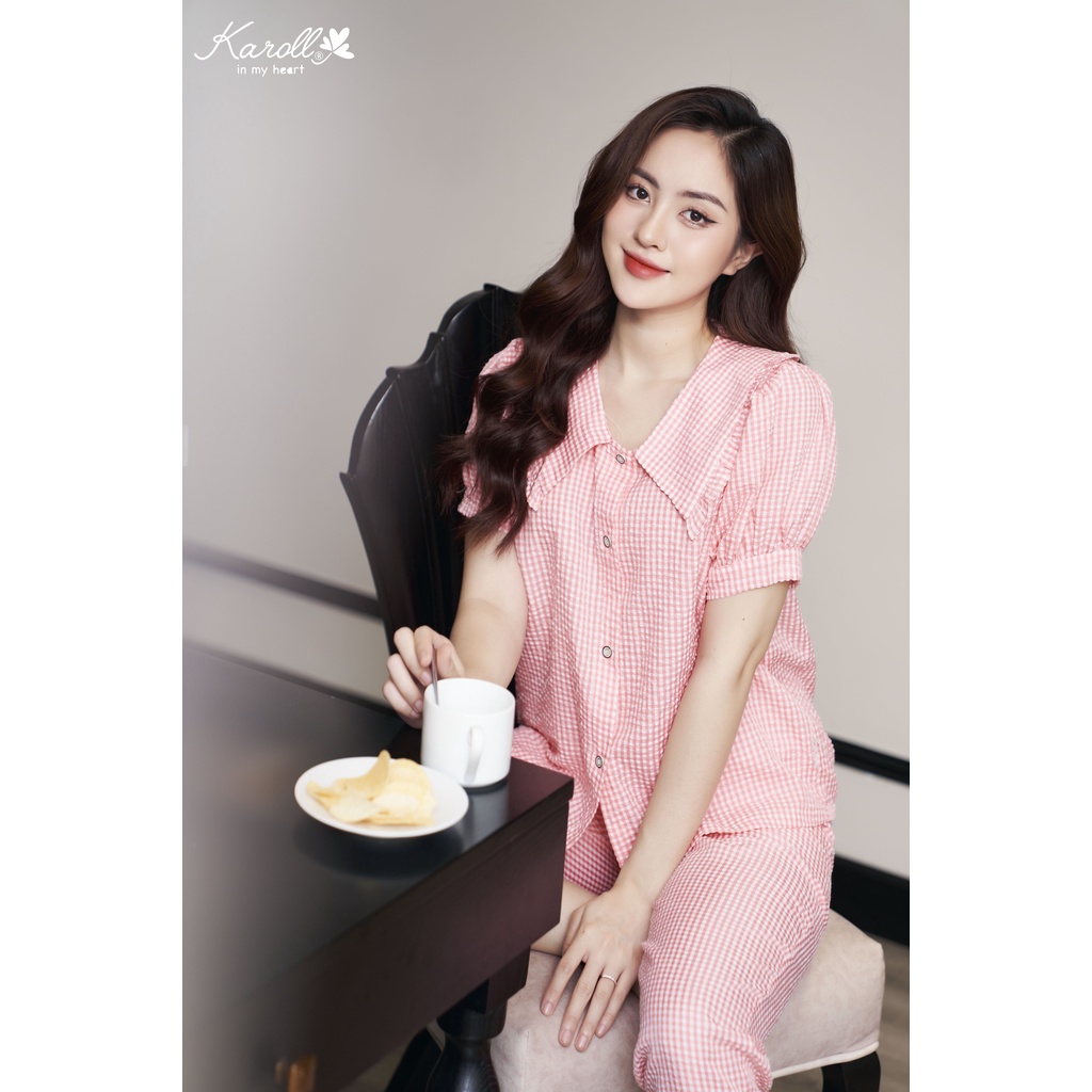 Bộ thô kate ANSS by Karoll quần dài tay cộc cổ bèo ANSS.23.003 | Shopee ...