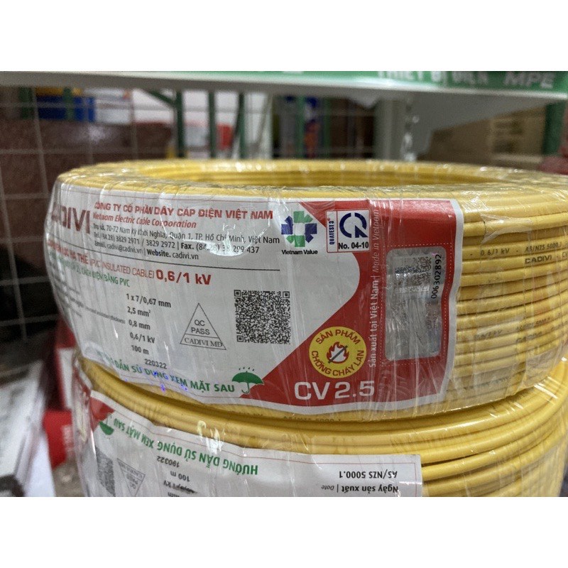 1 CUỘN 100M - Cadivi dây điện Cadivi 2.5 đơn 7 sợi CV2.5 | Shopee Việt Nam