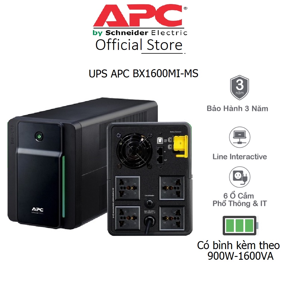 Bộ lưu điện APC by Schneider Electric UPS BX1600MI-MS 900W - 1600VA ...