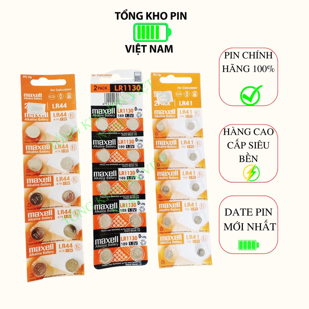 Pin đồng hồ maxell LR44 AG13, LR1130 AG10, LR41 AG3 hàng chính hãng ...
