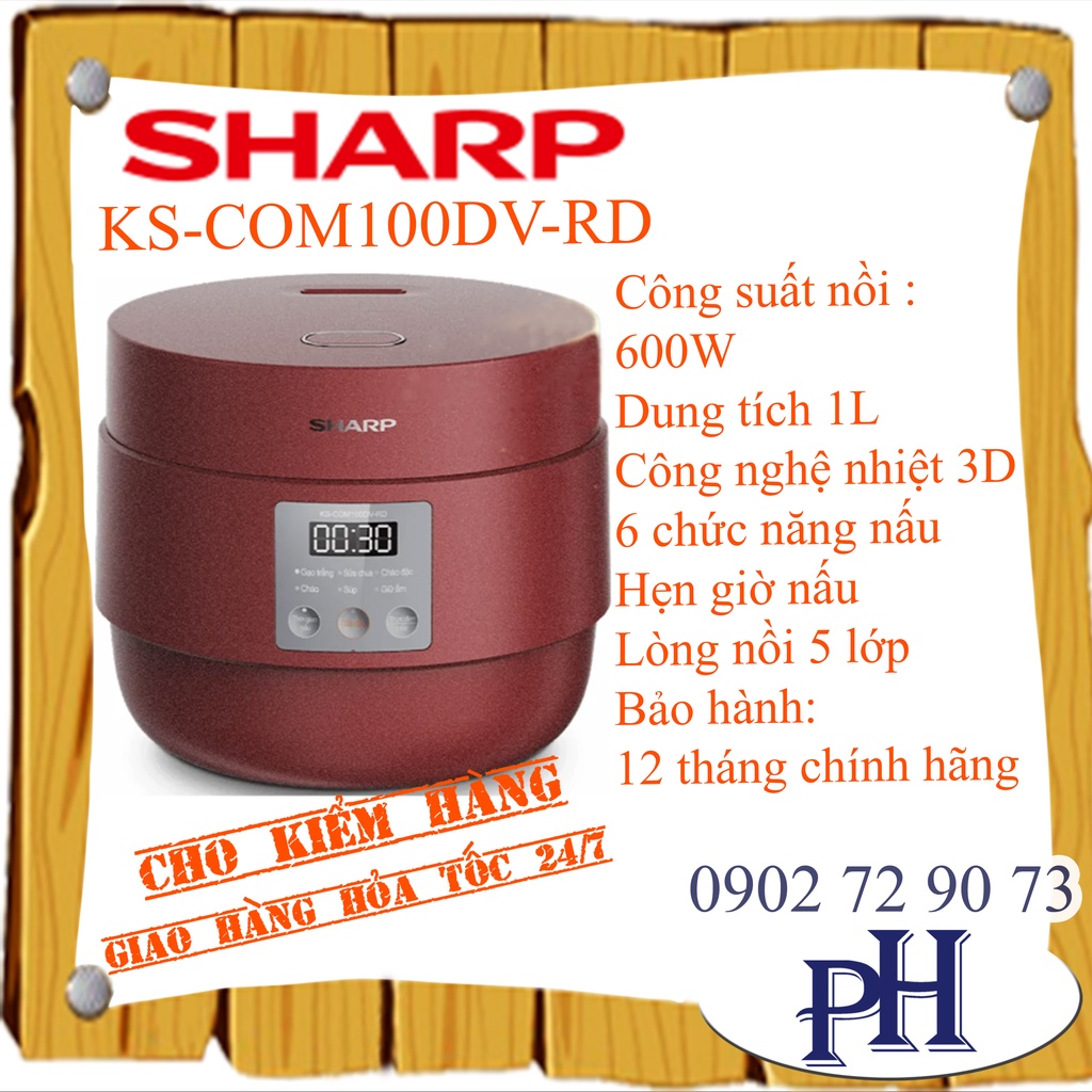 Nồi Cơm Điện Tử Sharp KS-COM100DV-RD | Shopee Việt Nam