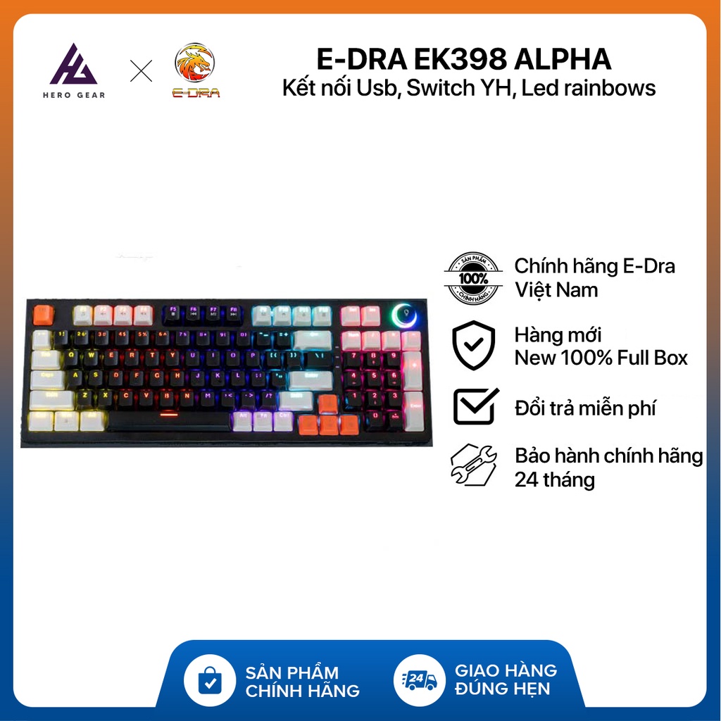 Bàn phím cơ chơi game có dây E-DRA EK398 Alpha - Switch YH - Kết nối ...