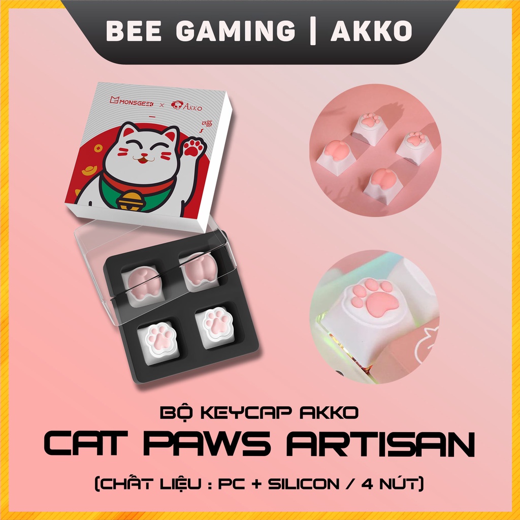 Bộ keycap AKKO độc quyền – Cat Paws Artisan (Chất liệu PC / hộp 4 nút ...