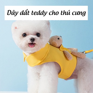 Dây dắt teddy cho thú cưng, dây dắt chó mèo gấu teddy thoáng mát ...